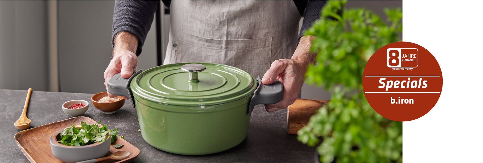 Roasting pan/cooking pot 20, 24 or 26 cm, round, cast iron, black/gray ...